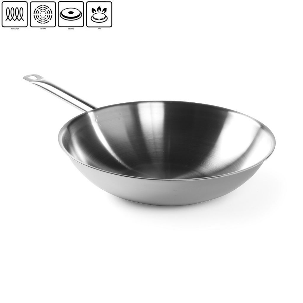 ΤΗΓΑΝΙ WOK INOX INDUCTION Βάση Επίπεδη (Φ36xΥ9cm) 'Hendi'