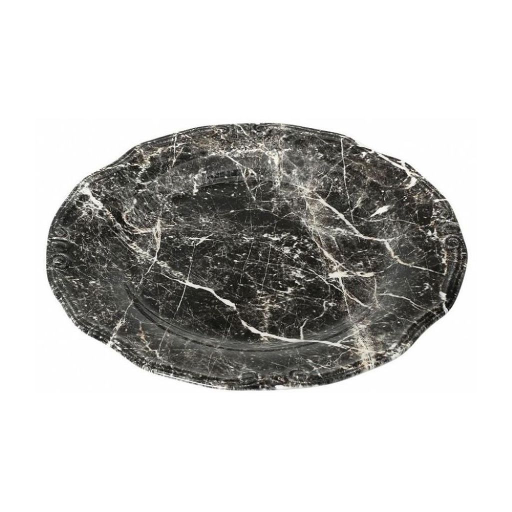 ΠΙΑΤΕΛΑ Stoneware MARBLE ΜΑΥΡH ΣΤΡΟΓΓΥΛΗ Φ33cm