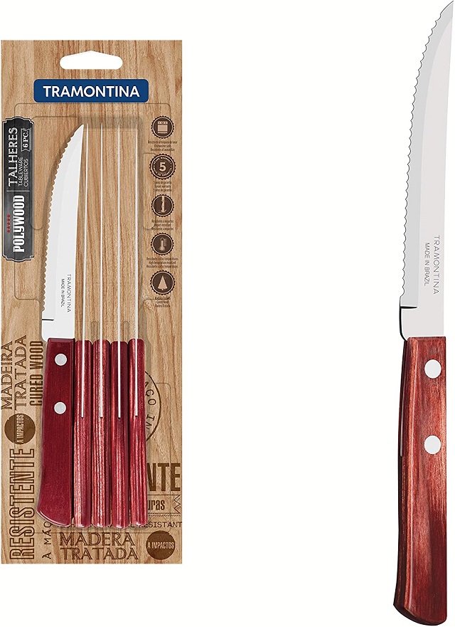 ΜΑΧΑΙΡΙ STEAK 21.2cm/11.3cm Ξύλινη Λαβή (18/0 Inox) 'TRAMONTINA-Polywood'